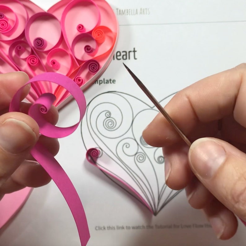 Quilling Heart - PDF File & Online Video, Pattern and Template - Step ...