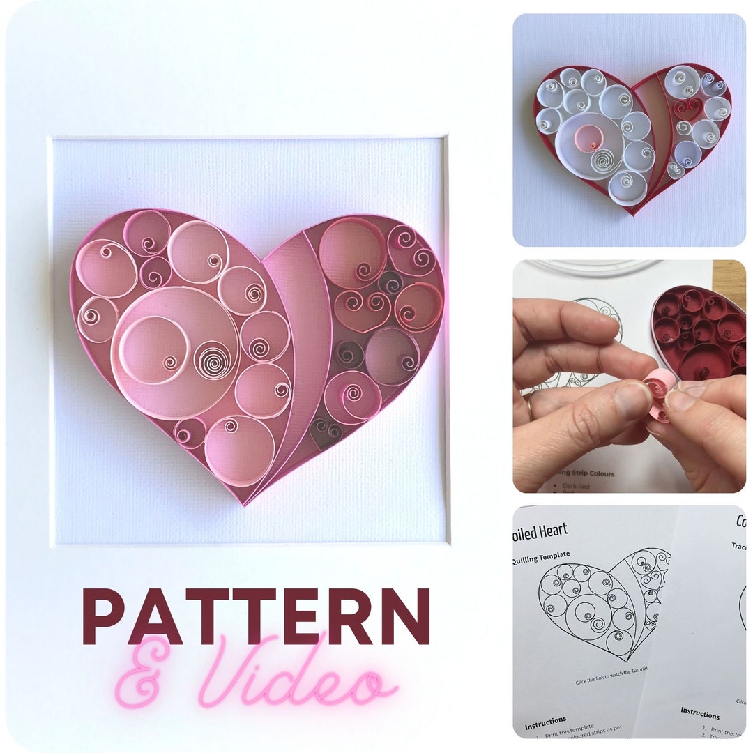 Quilling Heart - PDF File & Online Video, Pattern and Template - Step ...