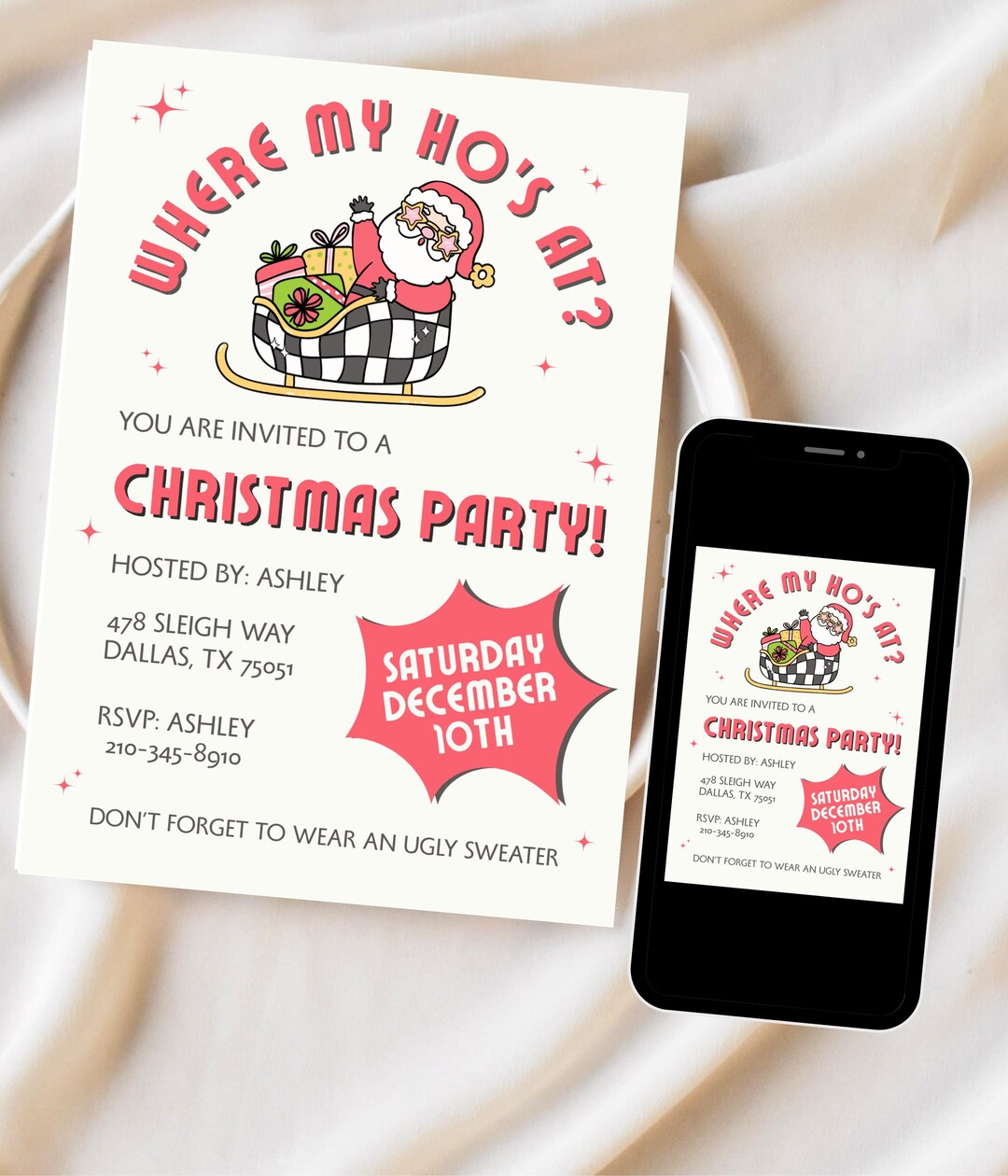 Christmas Party Invitation Canva Digital Download Template Holiday