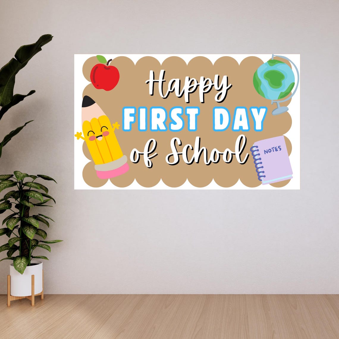 Back to School Painted Banner Template, First Day of School Digital ...