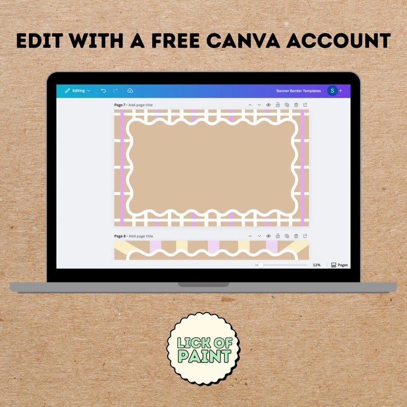 Editable Canva Banner Border Templates Digital Download Hand Painted ...