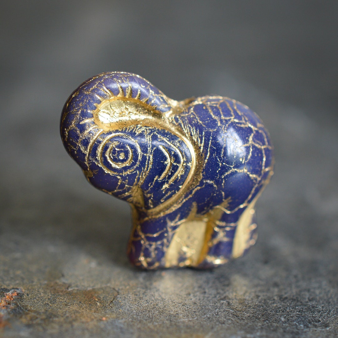BLUE GRAY ELEPHANT X1 Premium Opaque Bronze Czech Glass Bead - Etsy Canada