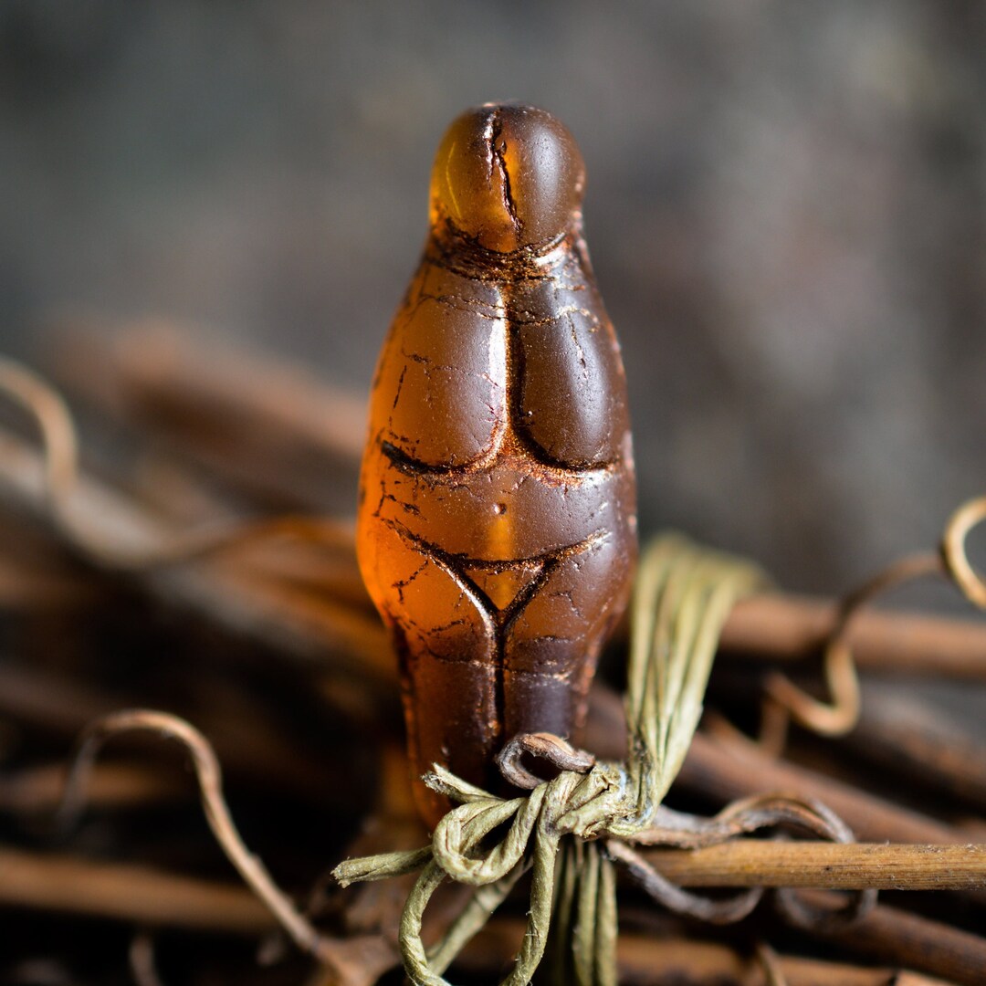 COPPER AMBER GODDESS X1 High-end Matte Frosted Czech Glass Bead 25x10mm ...