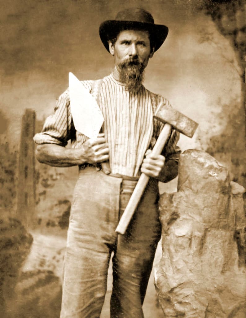 1870's-1880's Mason With Trowel & Hammer Vintage Photograph 8.5 X 11 ...
