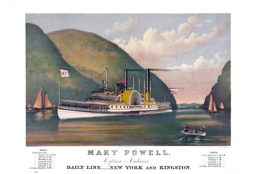1892 Steamship Mary Powell Vintage Poster Art Print 13" X 19" Art Print ...