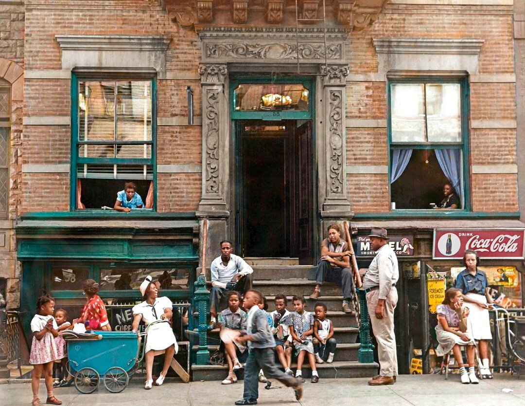 1939 Harlem Tenement in Summer, New York City, New York Vintage Old ...
