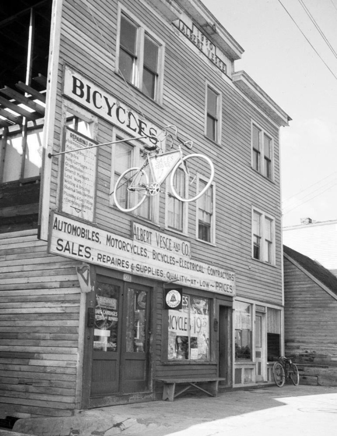 1940 Bicycle Shop, Thompsonville, CT Old Photo 8.5" X 11" Art Print ...