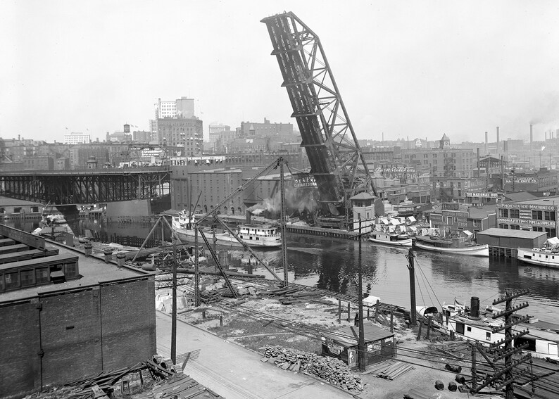 1921-1924 Superior St Lift Bridge, Cleveland, Ohio Vintage Photograph ...