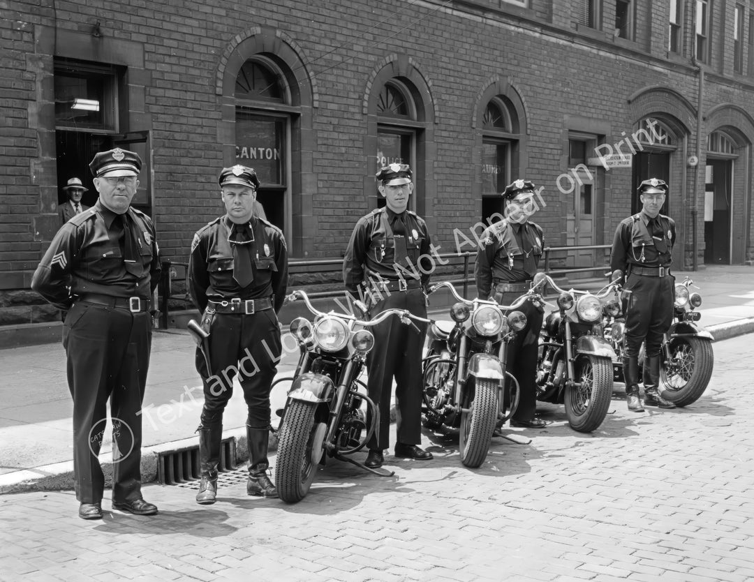 1951 Police Motorcycle Patrol, Canton, Ohio Vintage Old Photo - Art ...