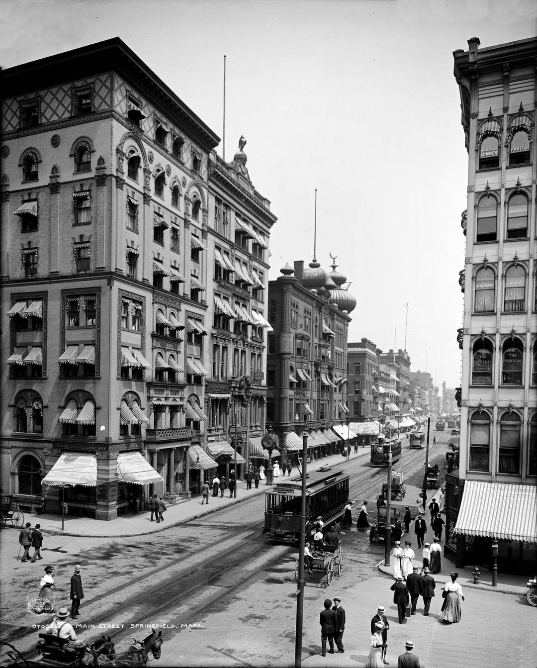 Main Street Springfield MA Early 1908 Art Print Vintage Photograph ...