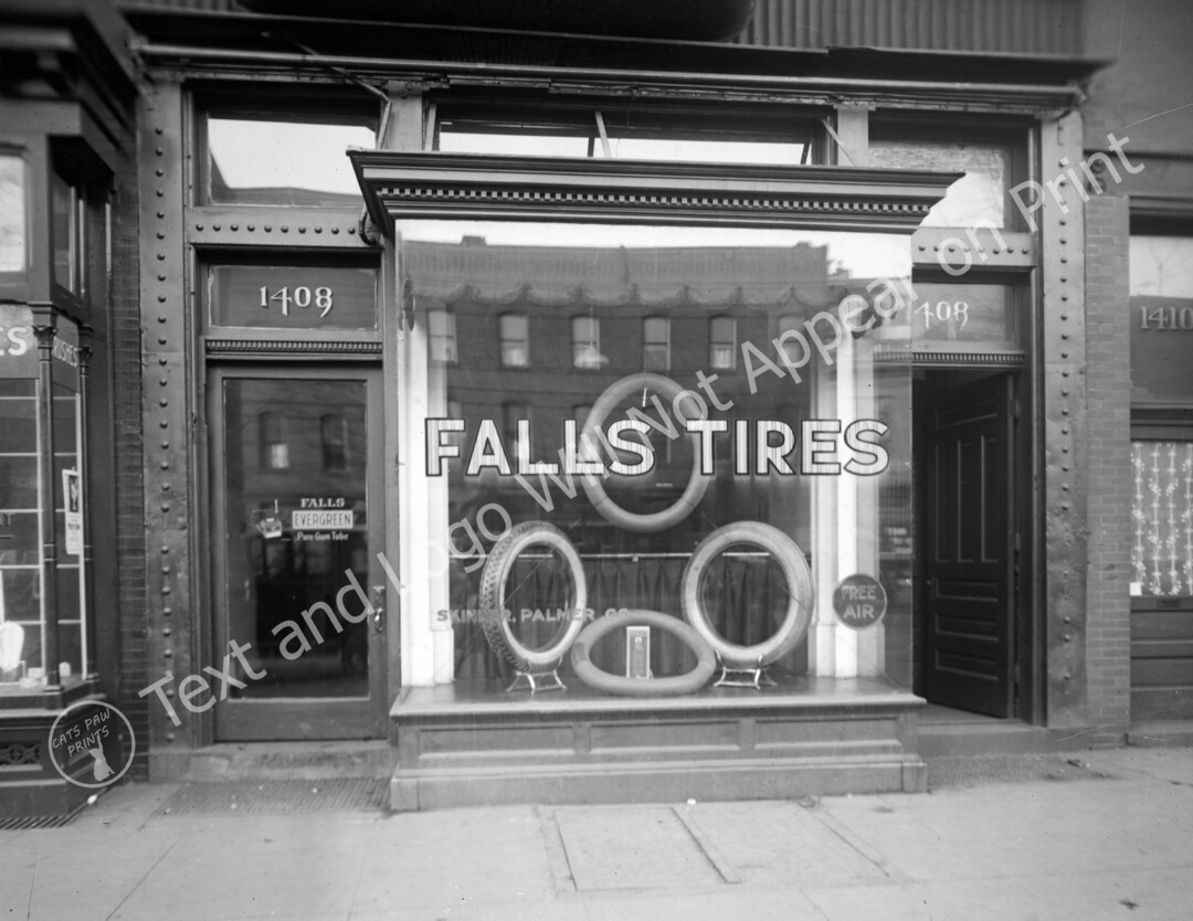 1920 Falls Tire Store Vintage Old Photo Art Print - - Historic Scene ...