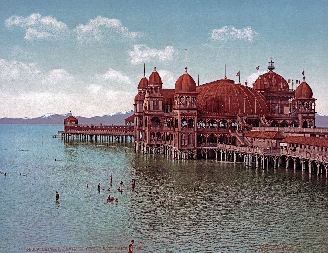1901 Saltair Pavilion, Great Salt Lake, Utah Vintage Old Retro ...