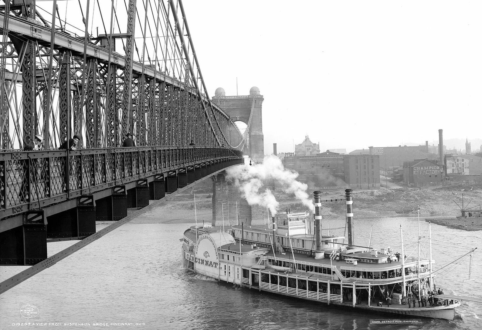 1906 Steamship Cincinnati Passing Bridge OH Old Photo - Etsy