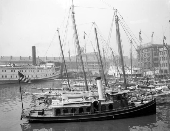 1905 Oyster Lugger at Dock Baltimore Maryland Vintage Old | Etsy