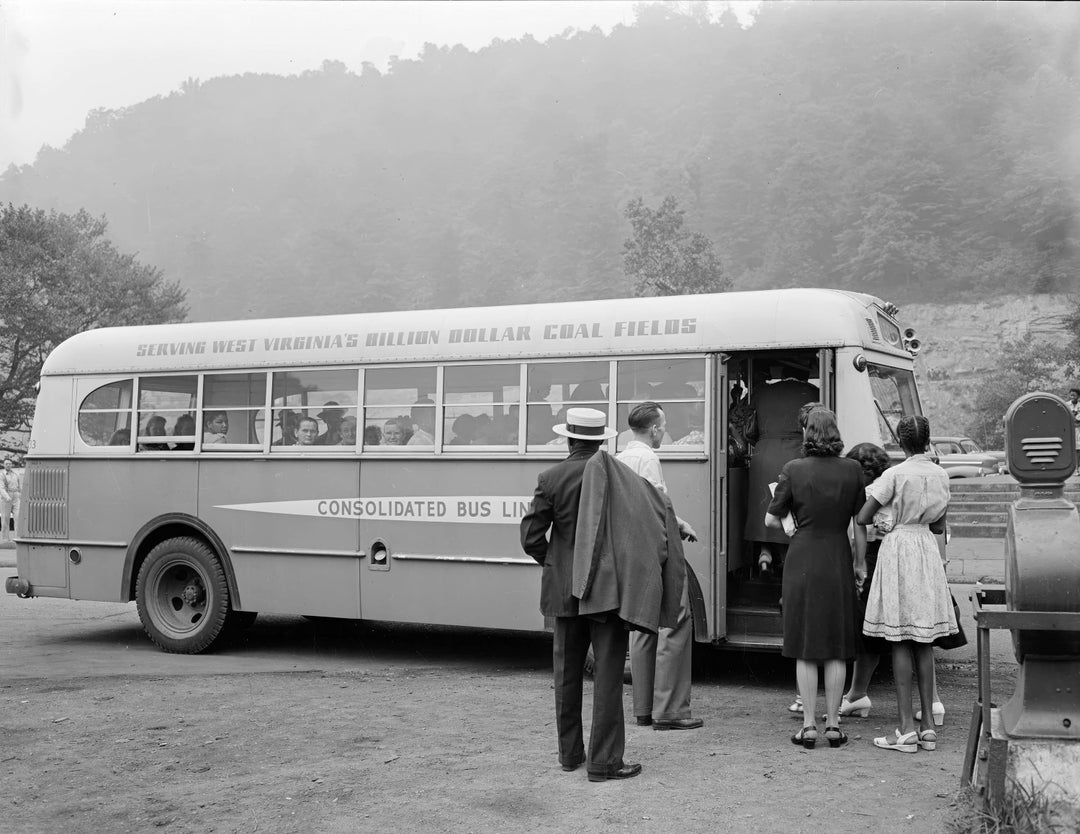 1946 Passengers Boarding a Consolidated Bus Lines Bus, Gary, West ...