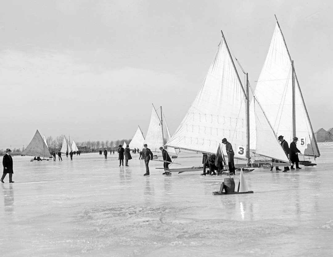 1900 Ice Yachting on Lake St. Clair, Michigan Photograph INSTANT ...