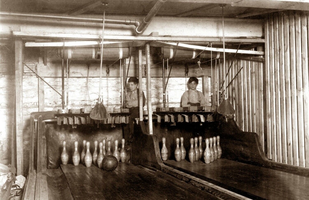 1910 Bowling Alley Pin Boys Syracuse, NY Vintage Photograph 11" X 17 ...
