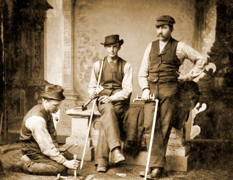 1870-1890 Three Plumbers W/ Pipes & Tools Vintage Photograph - Etsy