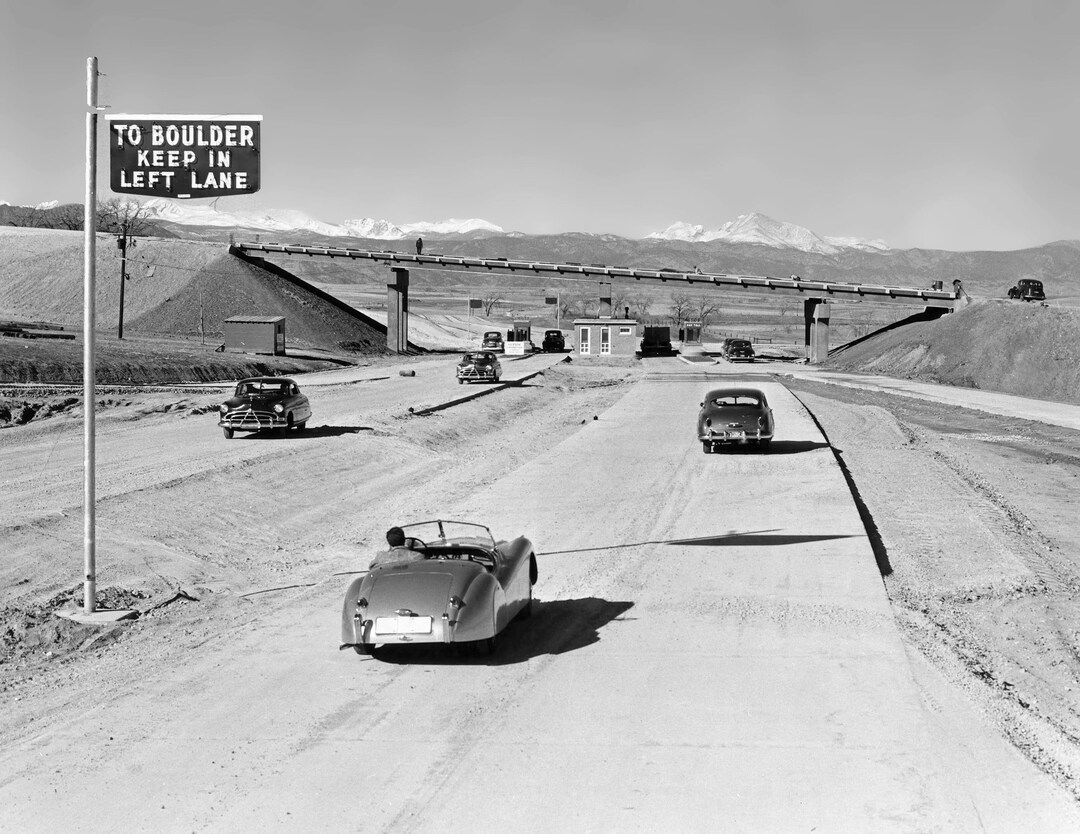 1952 Approaching Tollbooth on the Boulder- Denver Turnpike, Colorado ...
