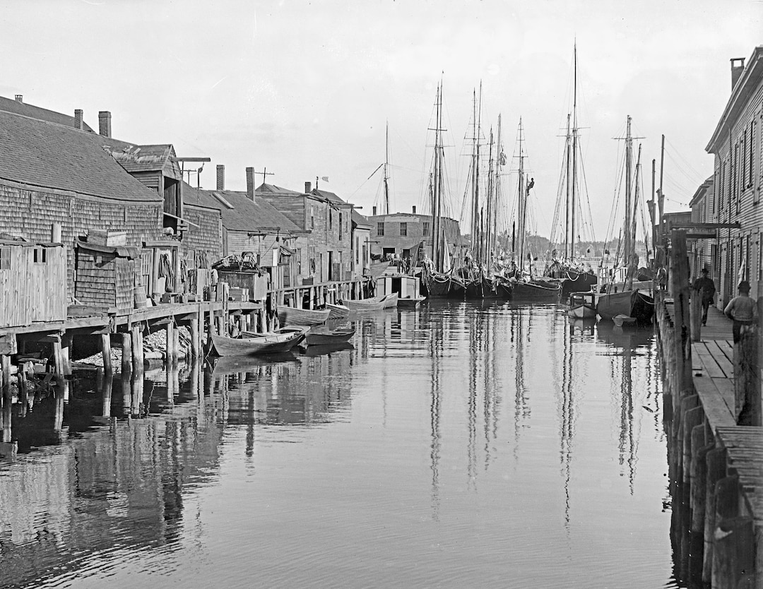 1900-1915 Old Fishing Docks, Portland, Maine Vintage Old Photograph ...
