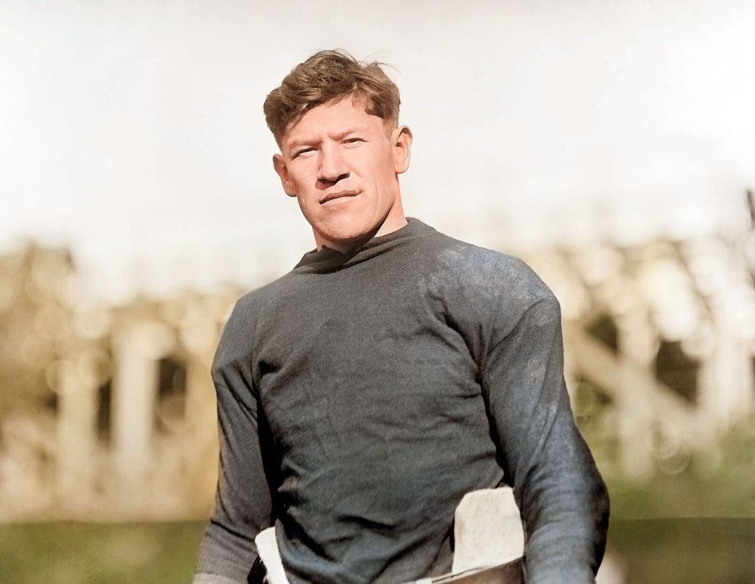 Jim Thorpe Football Art Print: 1910-1920 Historic Colorized Photo (8.5 ...