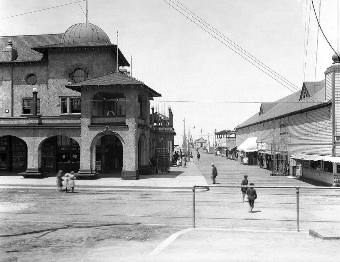 1910-1915 Redondo Beach Pier & Pavilion, CA Vintage Photograph 8.5" X ...
