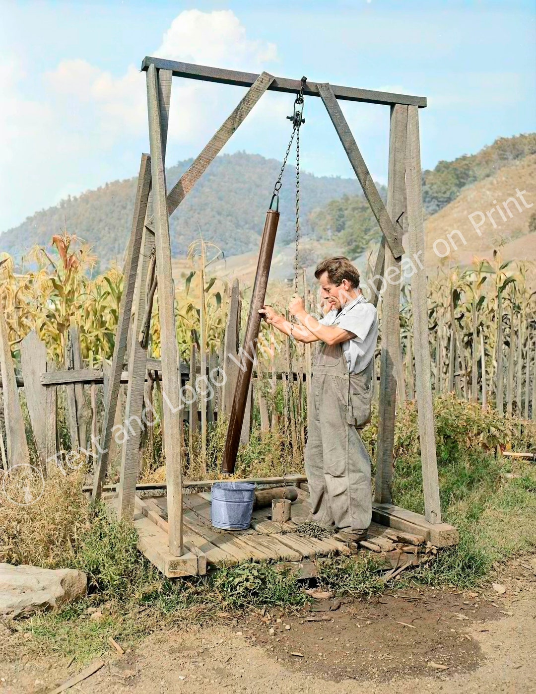 1946 Man Getting Water From Well, Four Mile, Kentucky Vintage Old Photo ...