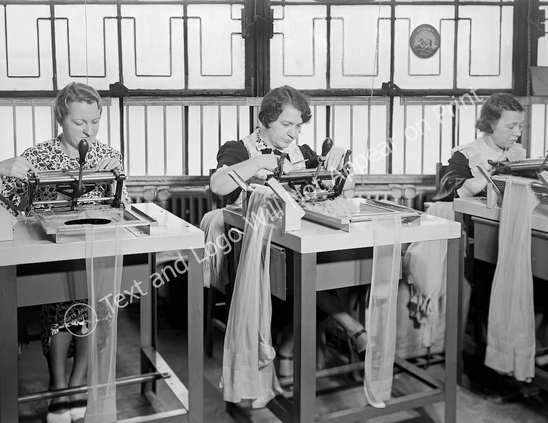 1937 Women Working on Hosiery Machines, Minnesac Mills, Philadelphia ...