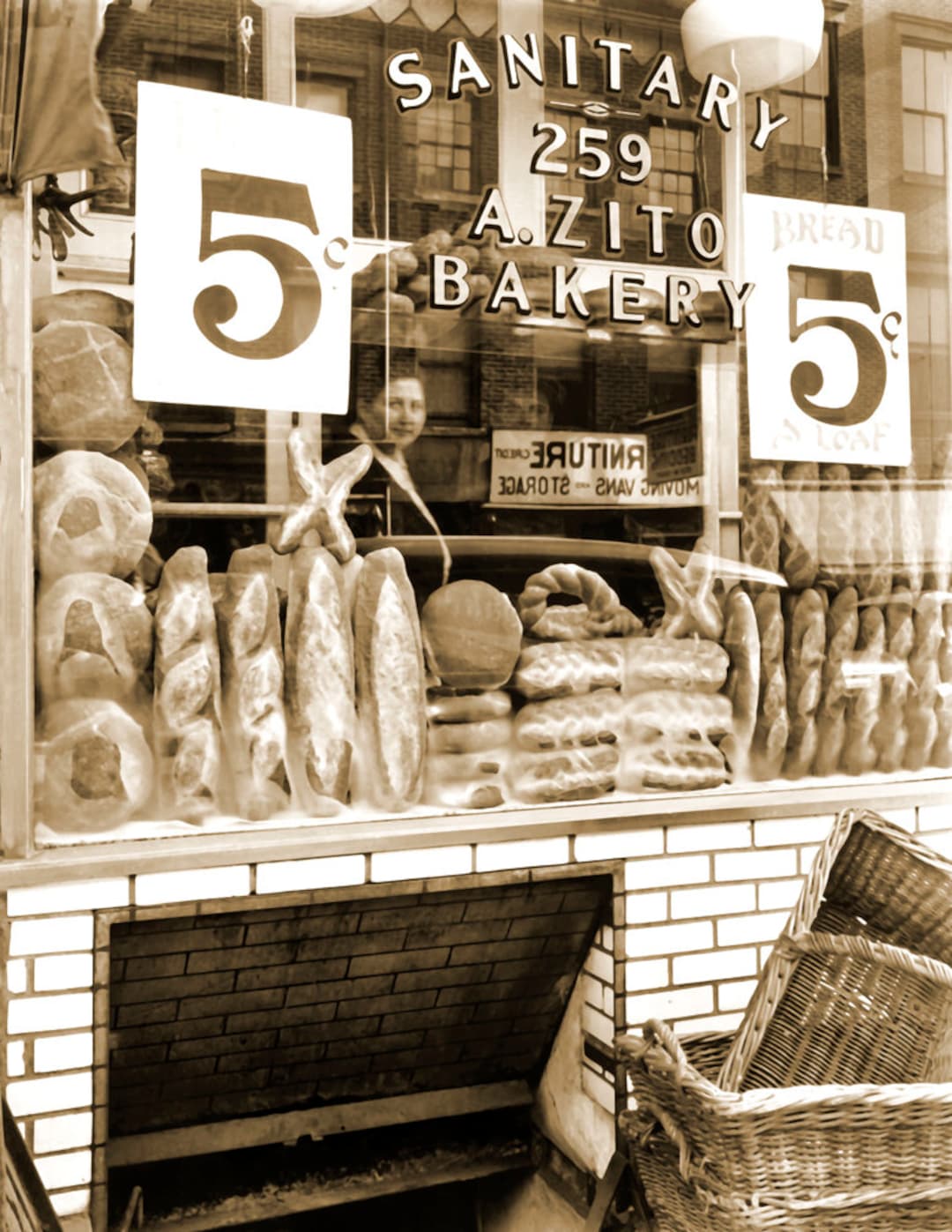 1937 Bakery Store Window, New York City Vintage Photograph 8.5" X 11 ...