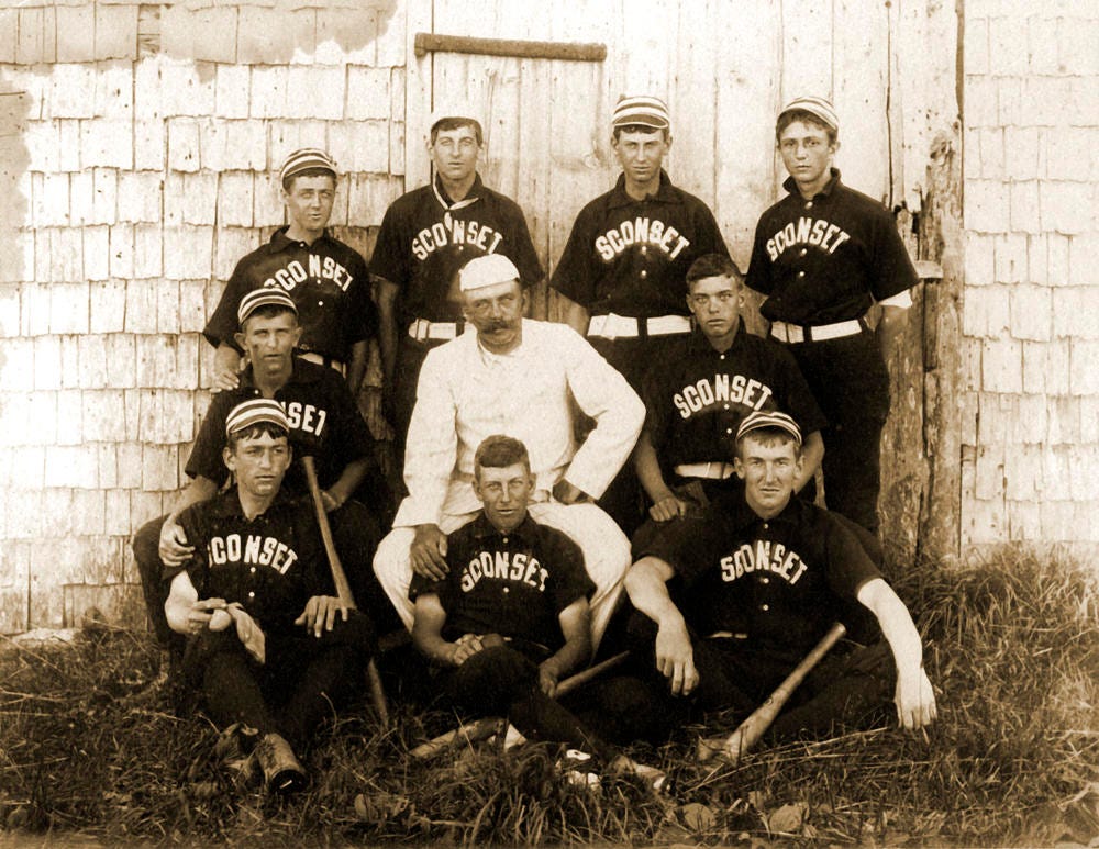 1890's Sconset Baseball Club, Massachusetts Vintage Photograph 8.5" X ...