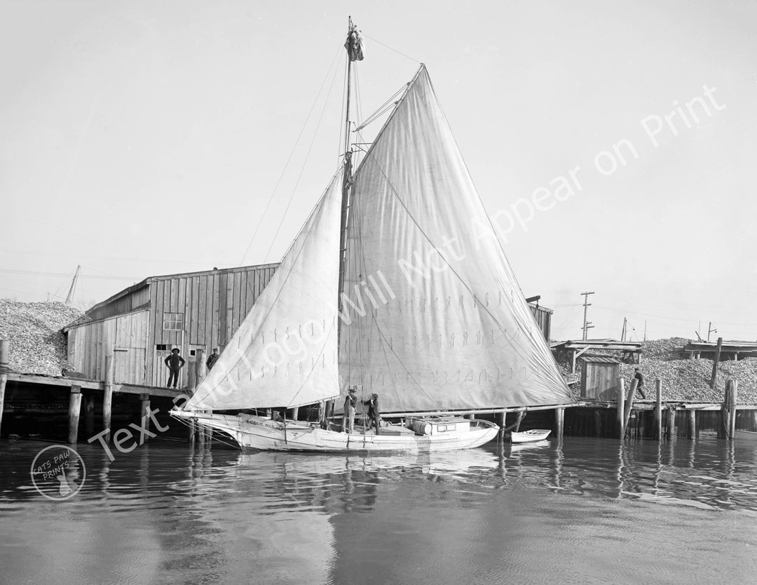1905 an Oyster Lugger, Virginia Vintage Old Photo - Art Print ...
