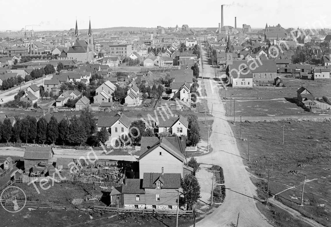 1880-1930 Aerial View of Calumet, Michigan Old Photo Art Print ...