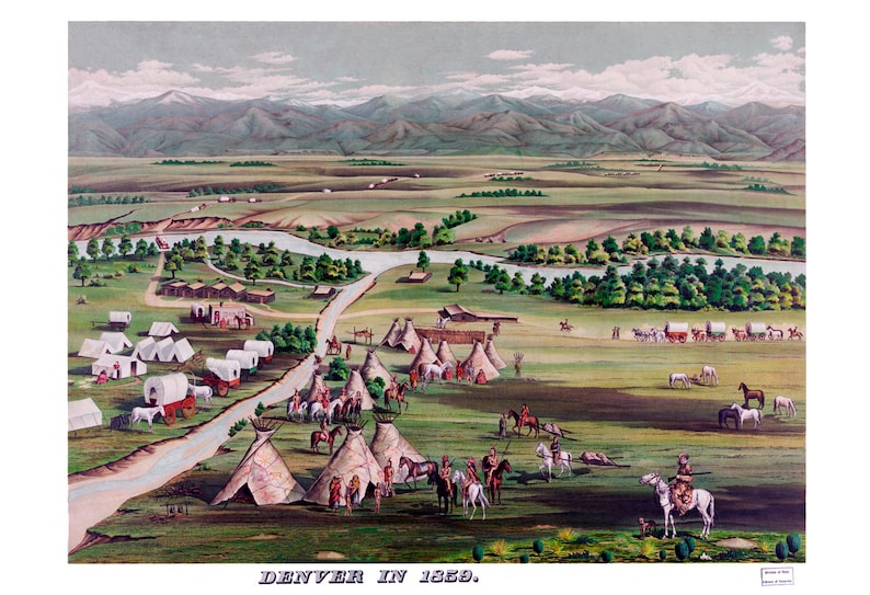 Denver, Colorado in 1859 Poster Art Print 13" X 19" - - Historic Scene ...