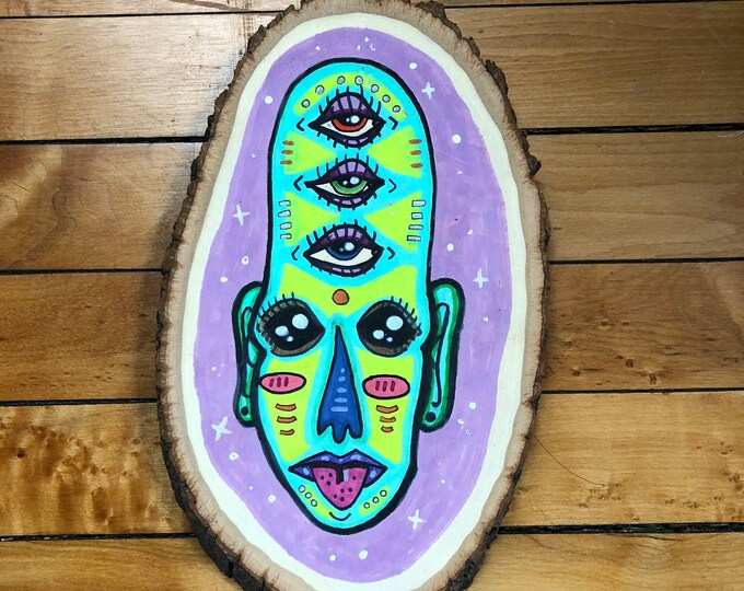 Three Eyed Alien Original Wood Painting - Etsy