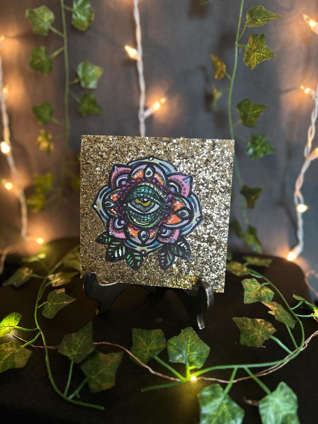Sleepy Flower || Trippy Flower Glitter Collage - Etsy