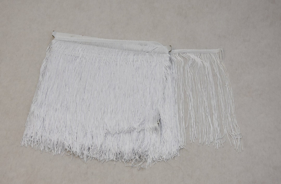 White Fringe . Long Fringe . Fringe /trim . Sold by Yard . 10 Ins ...