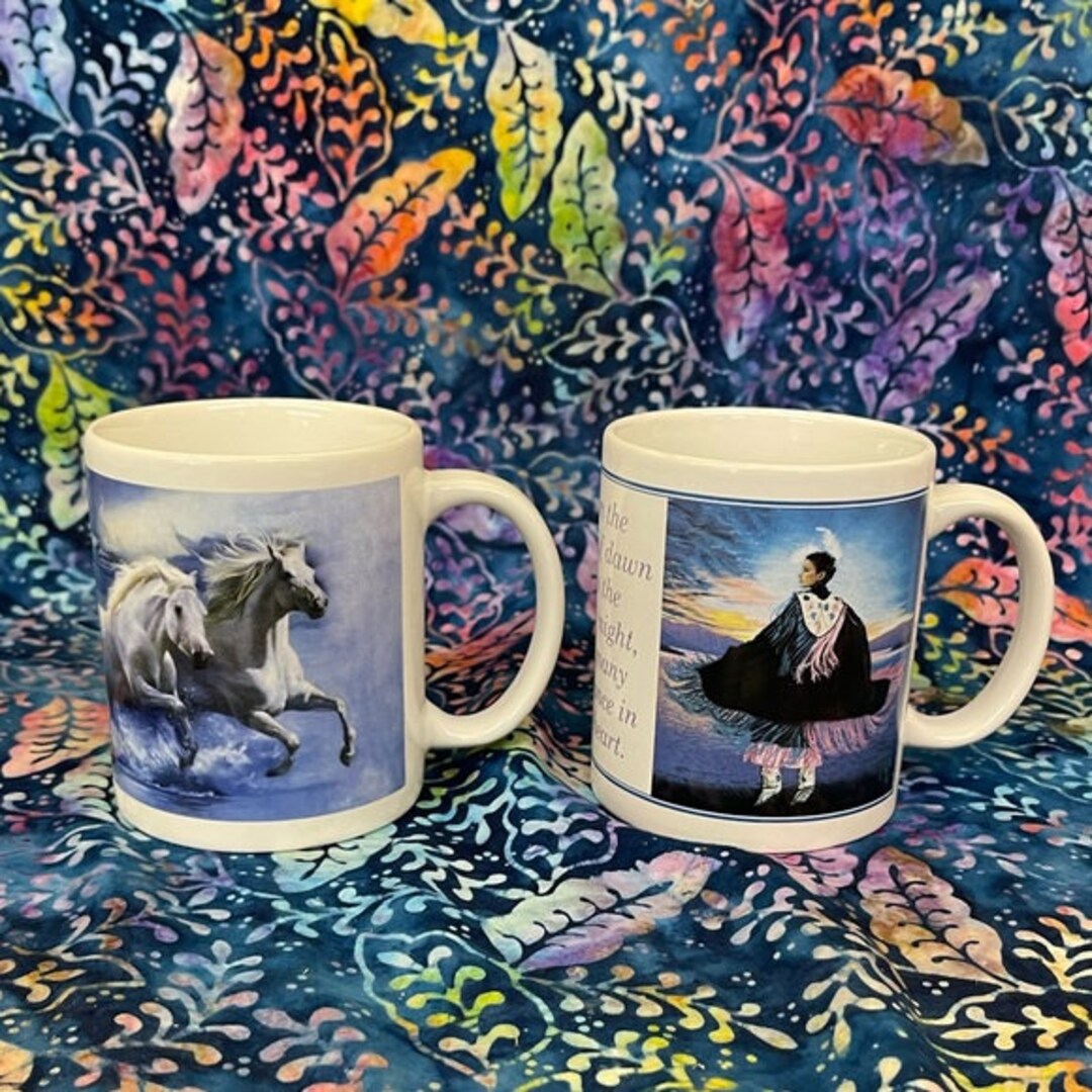 Two Vintage 90's Leanin Tree Native American Coffee Mugs - Etsy