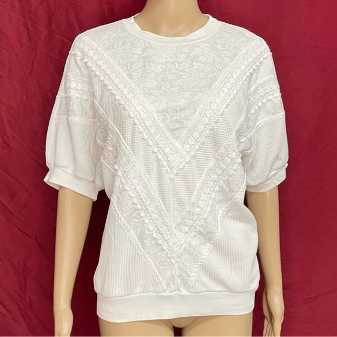 Vintage 1980s L.A. Dreamin Lace Overlay Short Sleeve Knit Top XL - Etsy
