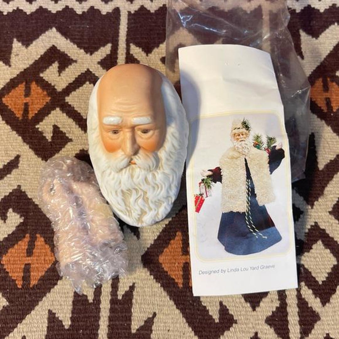 Vintage Premier Porcelain Linda Lou Yard Graeve Shopping Santa Head and ...