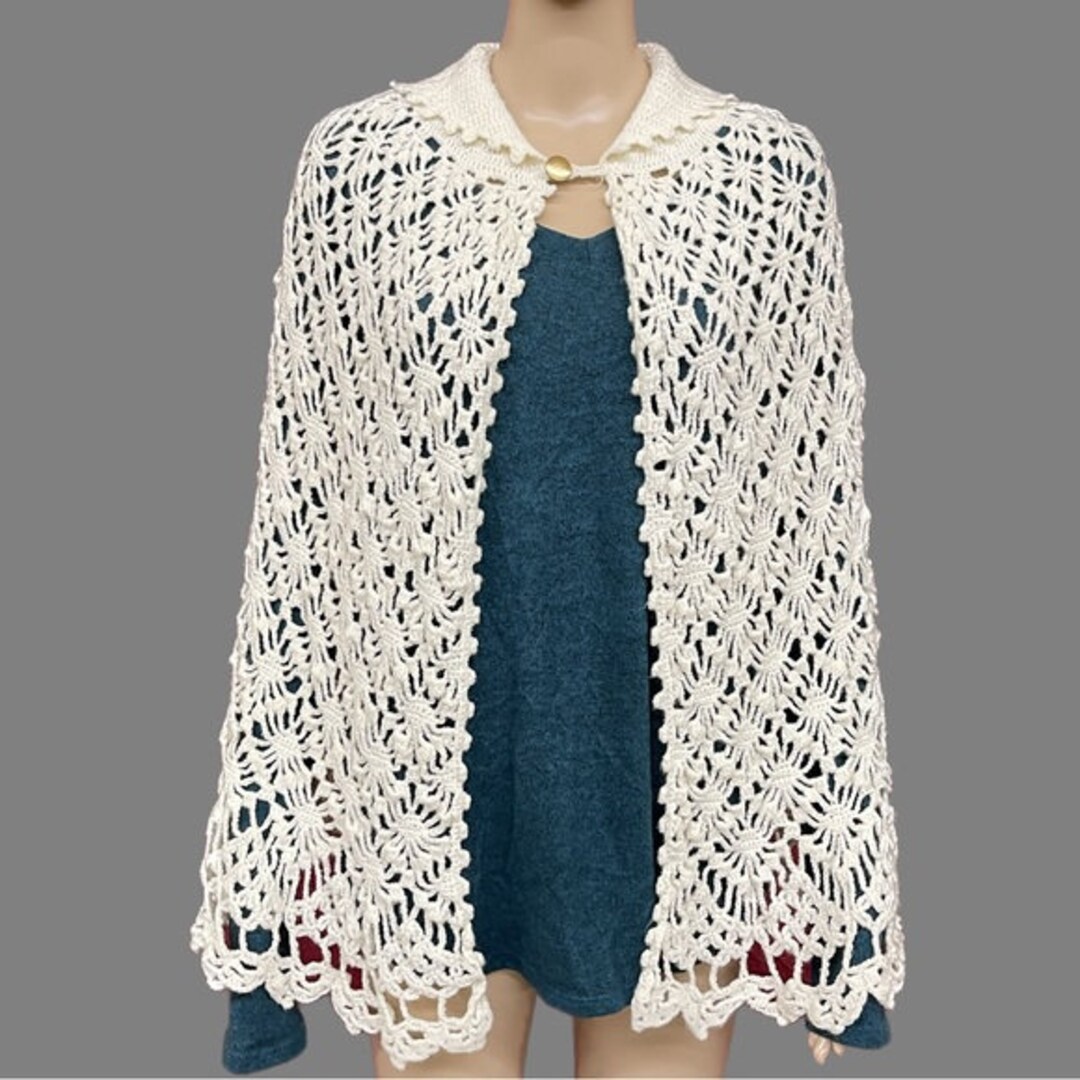 Handmade Crochet Shawl Collared Cape Size S-L - Etsy