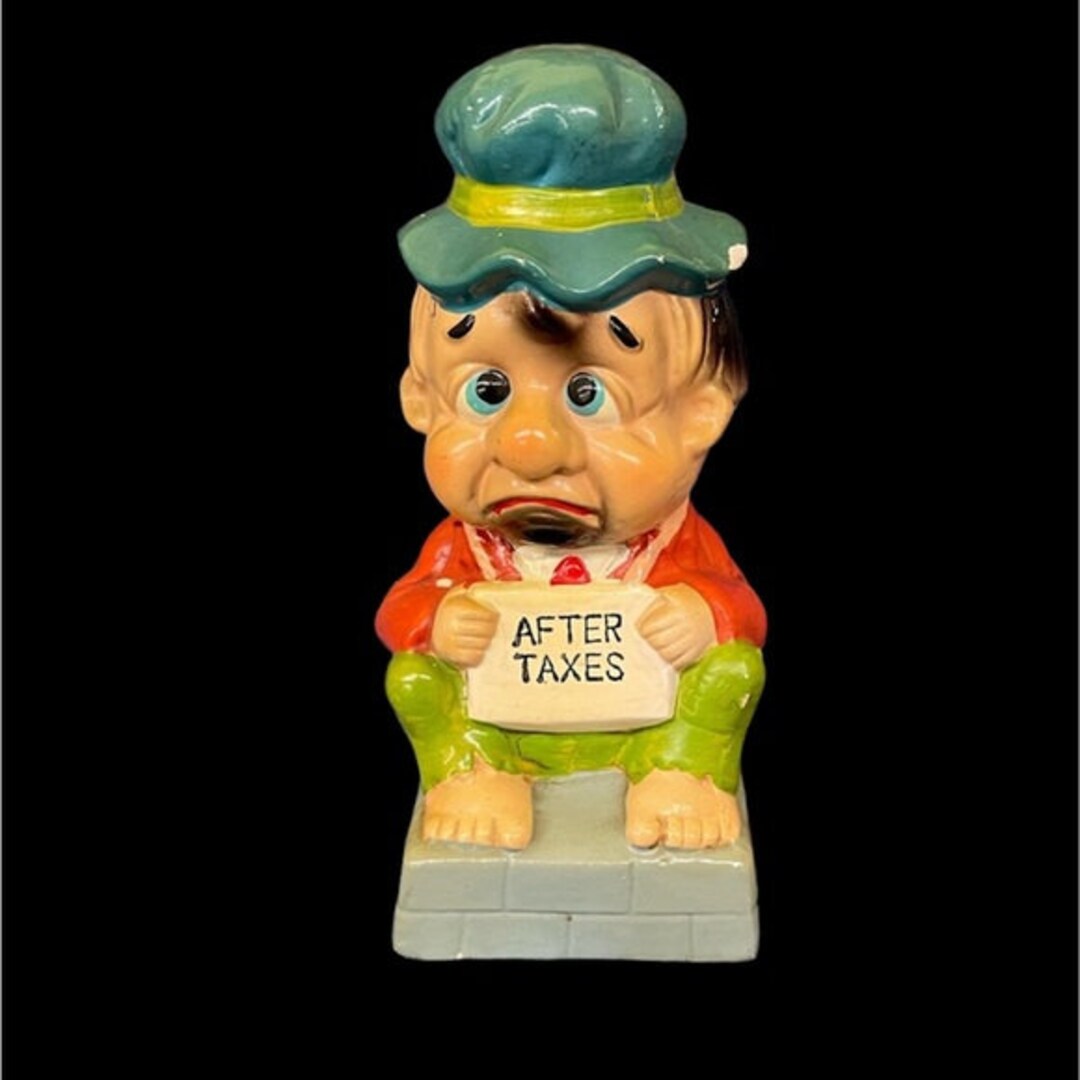 Vintage 1970s after Taxes Plaster Novelty Coin Bank Made in Japan 1970s ...