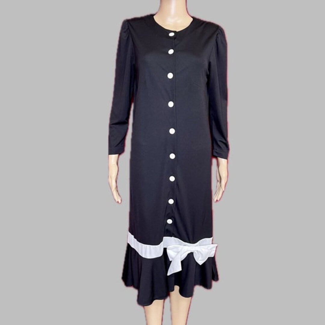 Vintage 1980s Bridge Gate Drop Waist Long Sleeve Goth Dress Size 10 A0 ...