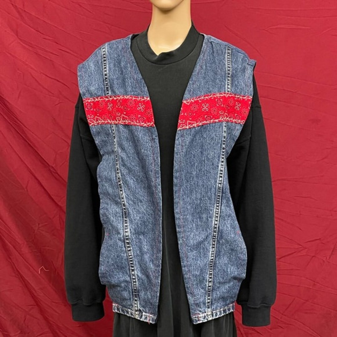 Vintage 80s Repurposed/recycled Open Front Denim Jacket Size XL Unisex ...