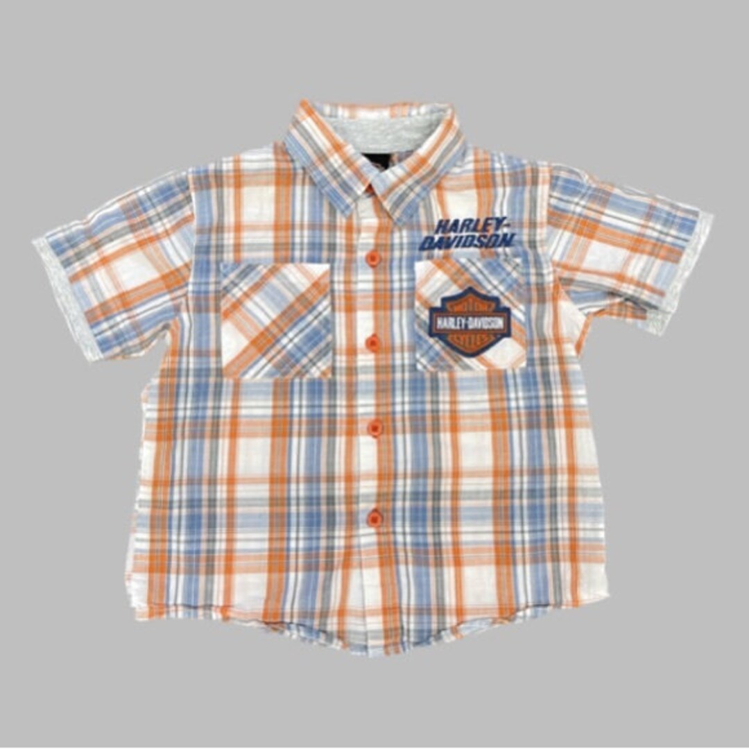 Vintage Y2K Orange and Blue Plaid Harley Davidson Button up Shirt Size ...