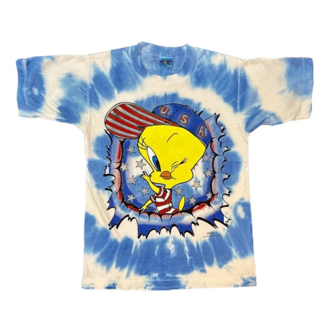 Vintage 1995/1996 Freeze NY Looney Tunes Tweety U.S.A. Tie Dye Single ...