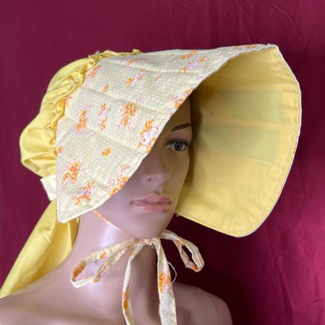 Vintage Handmade Prairie Bonnet OSFM Adult Sun Hat Civil War ...