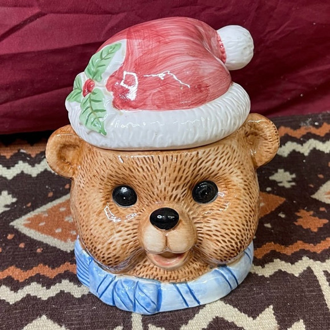 Vintage 1990s Teddy Bear Christmas Canister Candy Dish With Lid - Etsy