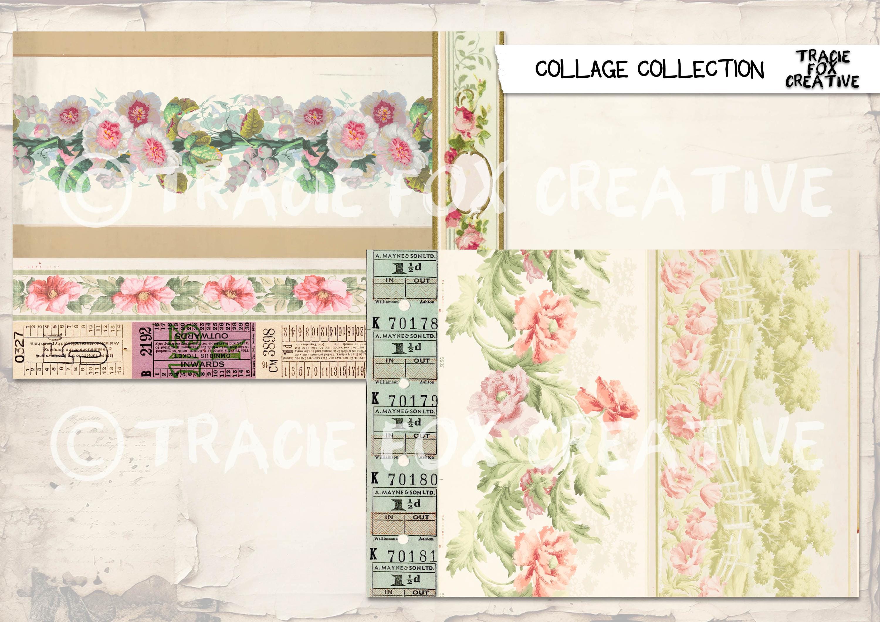 Vintage Ephemera Collage Kit: Digital Scrapbook Papers (digital ...