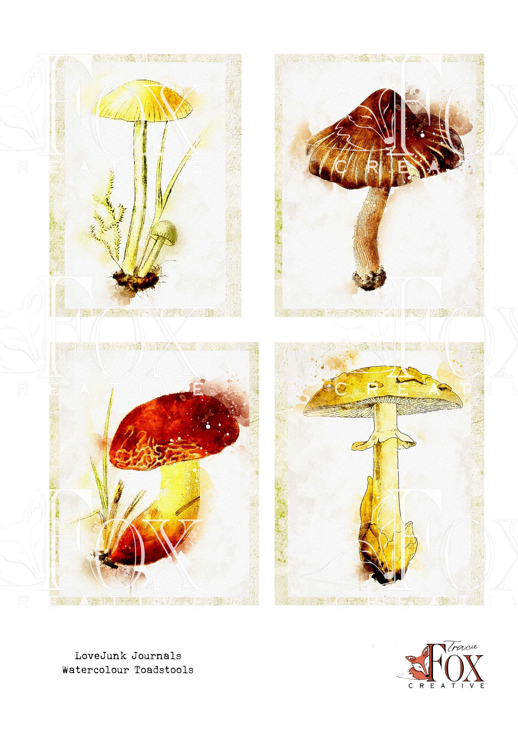 Watercolour Toadstool Tags DIGI20 01 - Etsy UK