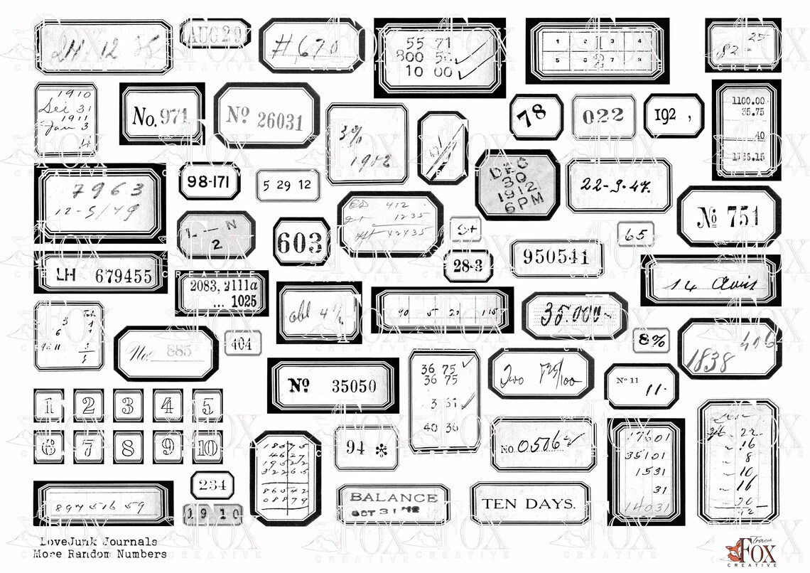 More Random Number Labels, Digital Labels DIGI20 12 - Etsy